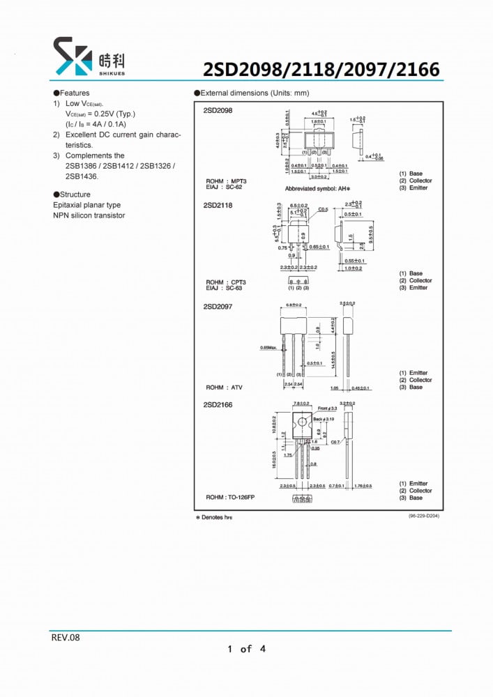 2SD2098R datasheet page 1