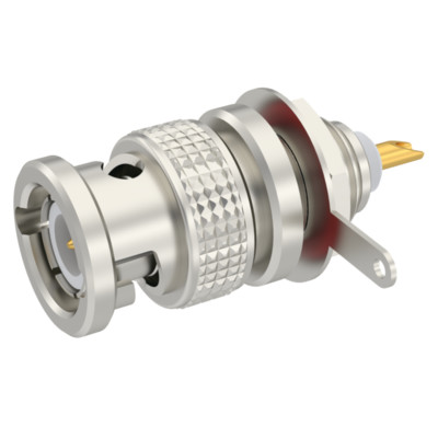 BNC / BULKHEAD PLUG RECEPTACLE PANEL SEAL FRONT MOUNT. - WITH SOLDER POT CONT+ TAG for sale
