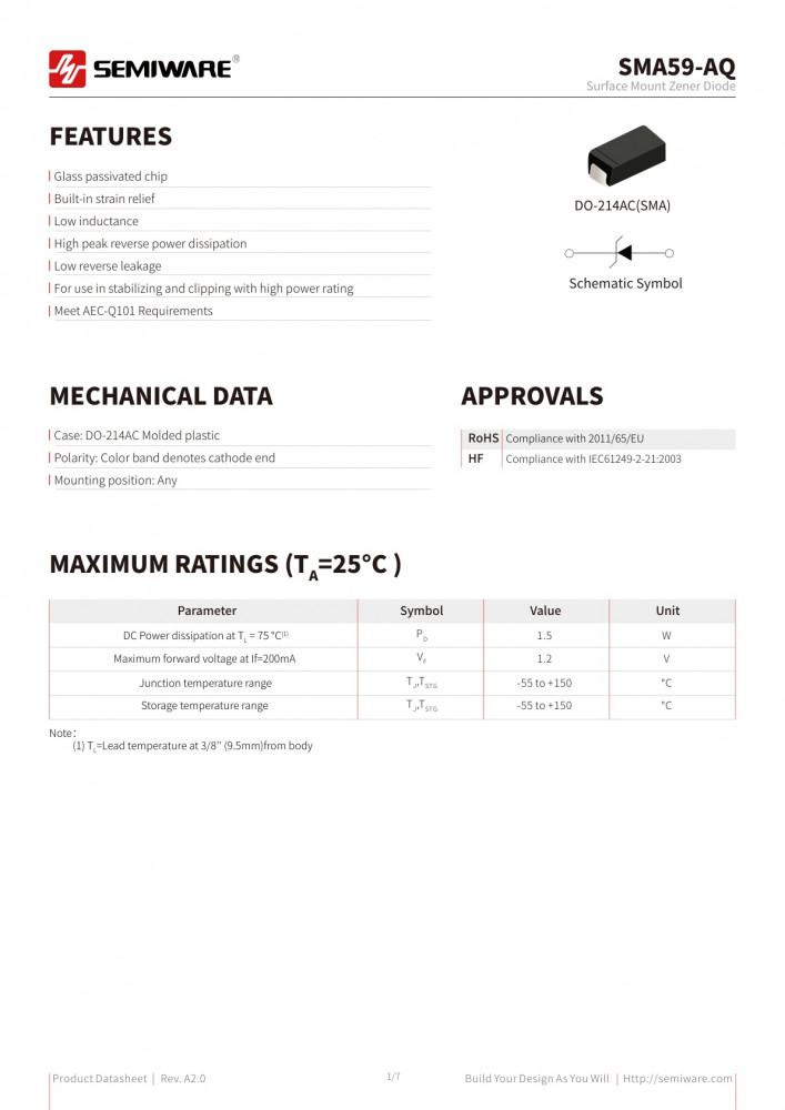 SMA5937AQ datasheet page 1