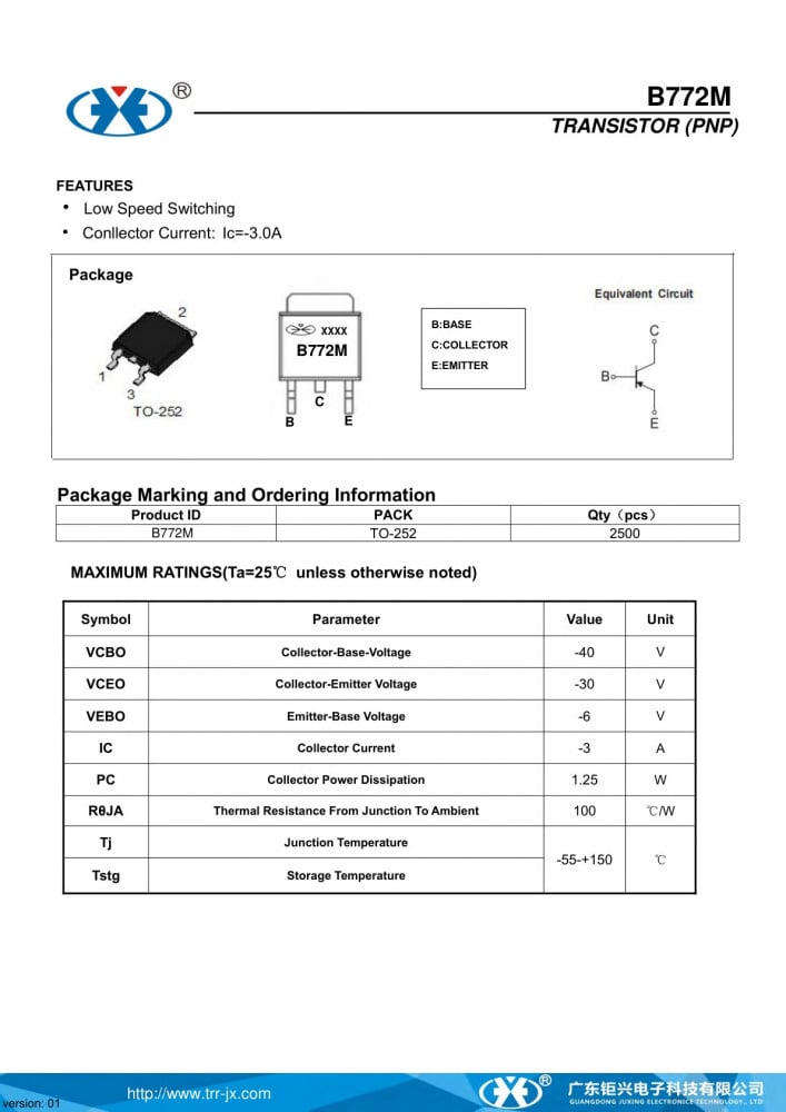 JUXING B772M datasheet page 1