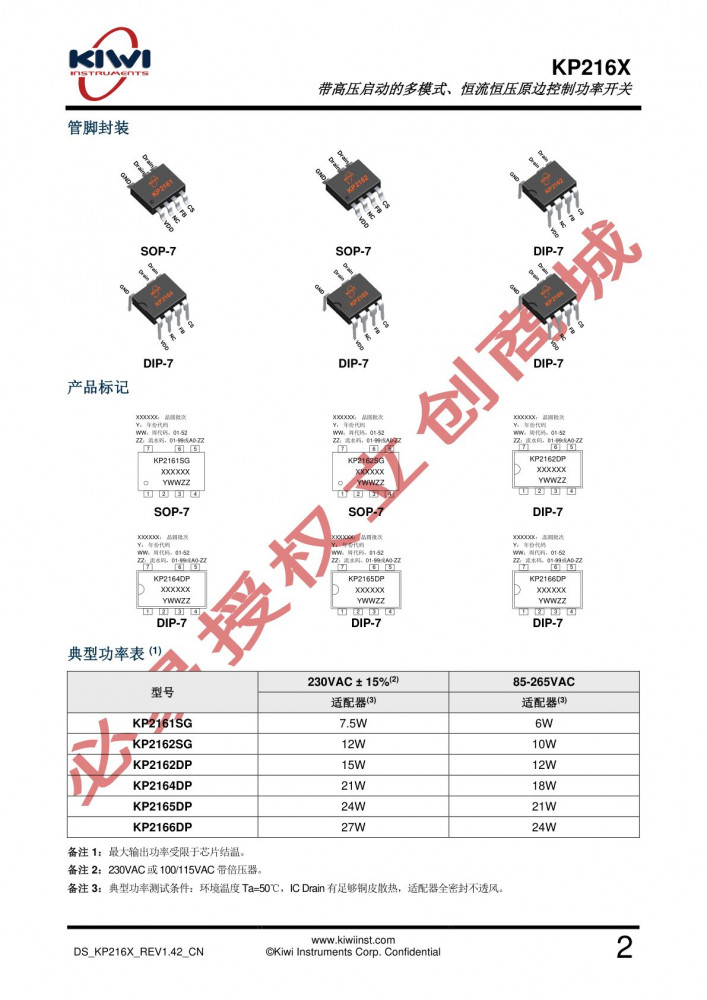 KP2161SGA datasheet page 2