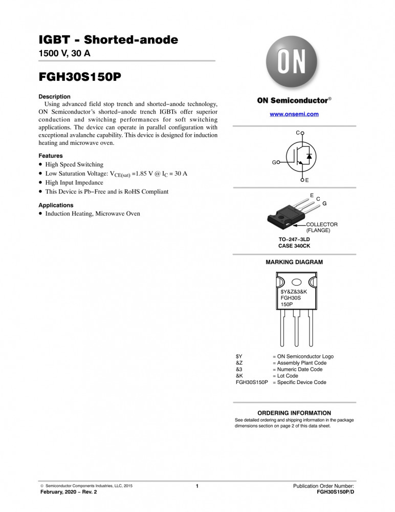 FGH30S150P datasheet page 1