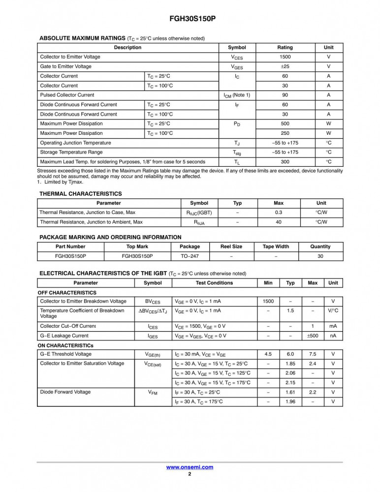 FGH30S150P datasheet page 2