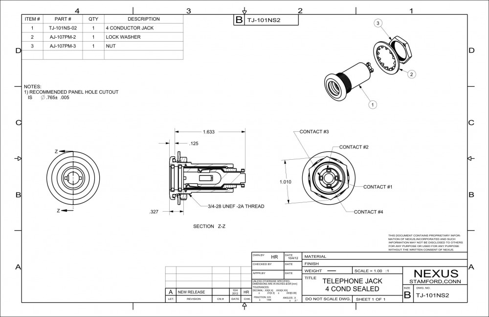 Amphenol TJ-101NS2 technical document preview