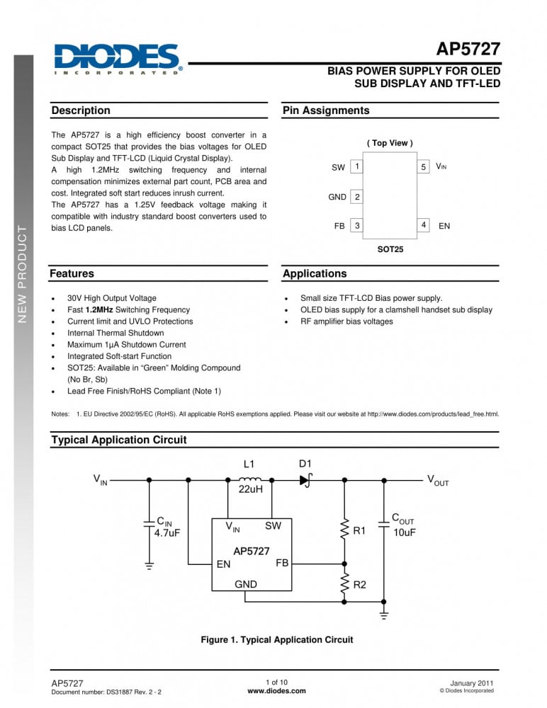 AP5727WG-7 datasheet page 1