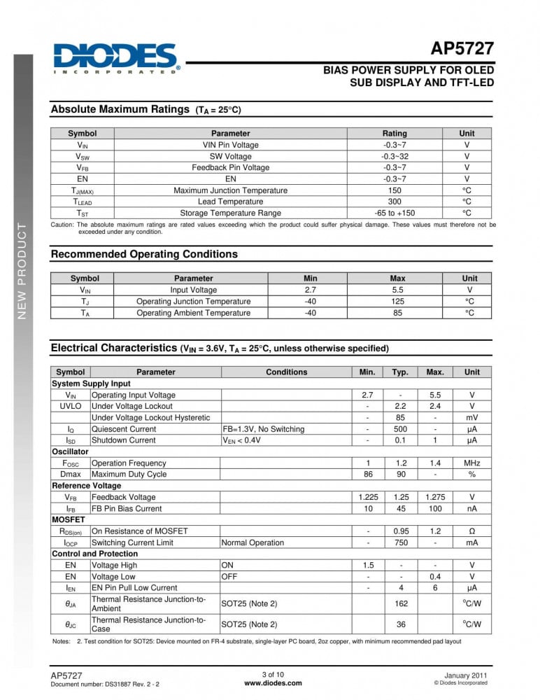 AP5727WG-7 datasheet page 3