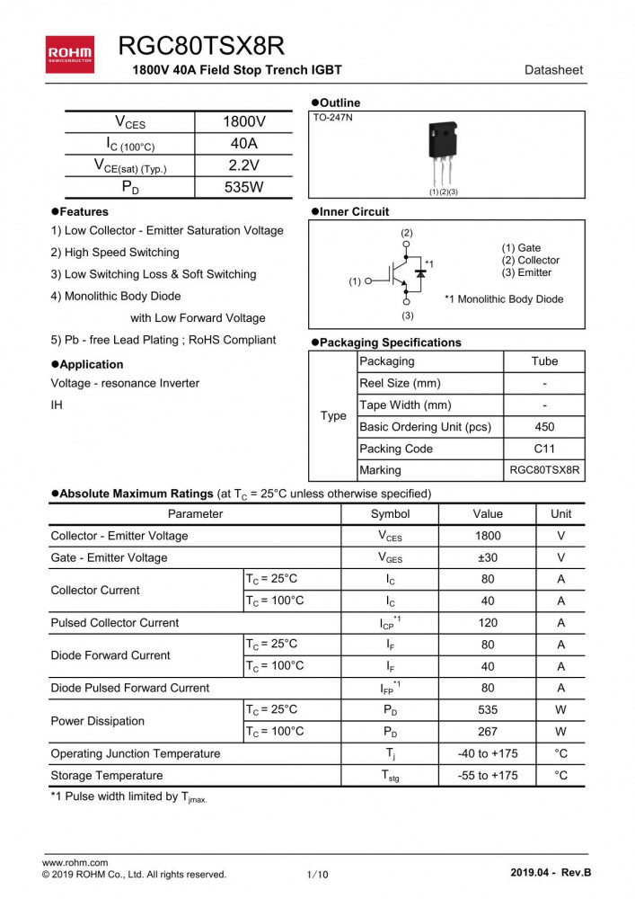 RGC80TSX8RGC11 datasheet page 1