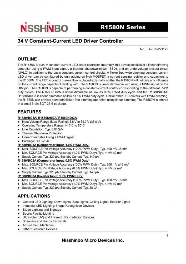 R1580N datasheet page 1
