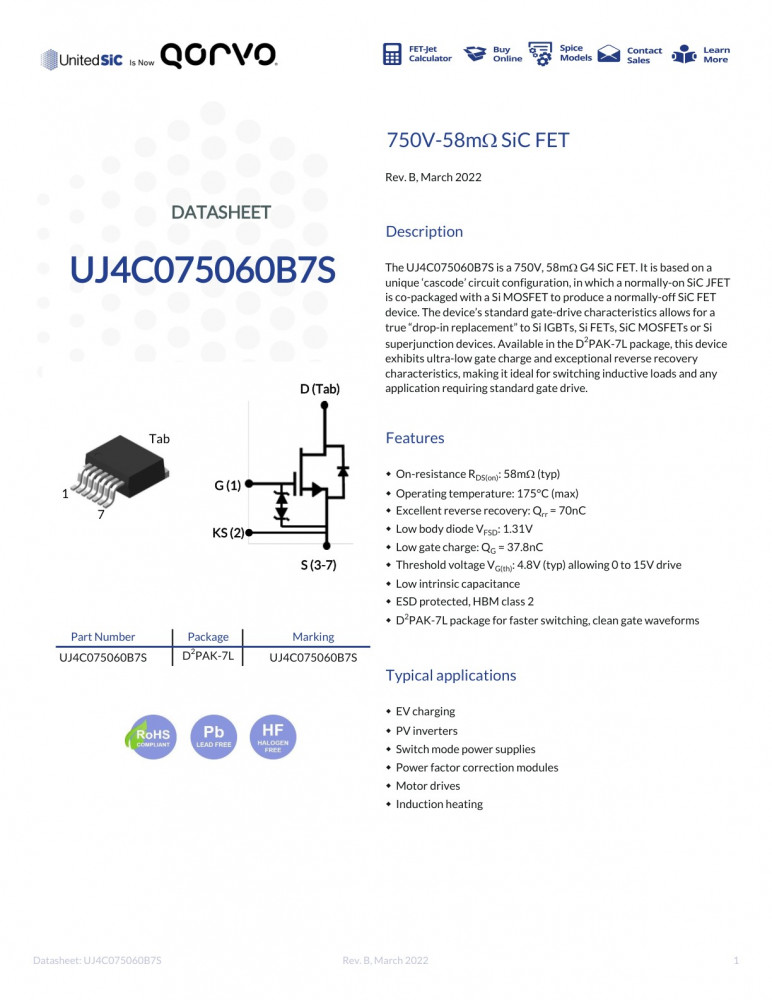 UJ4C075060B7S datasheet page 1