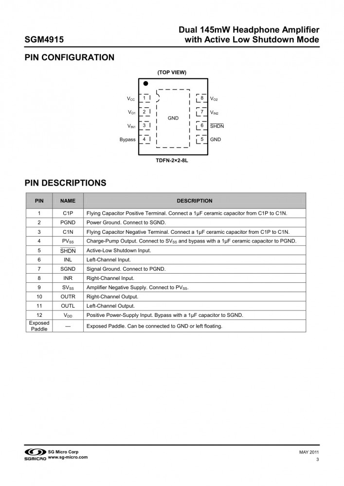 SGM4915 datasheet page 3
