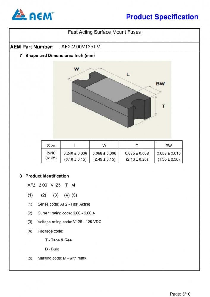 AF2-2.00V125TM datasheet page 3