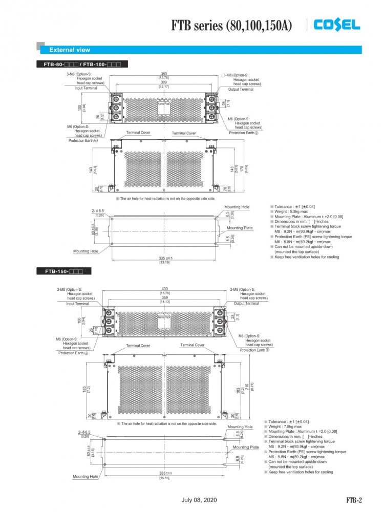Cosel FTB series technical document page 2