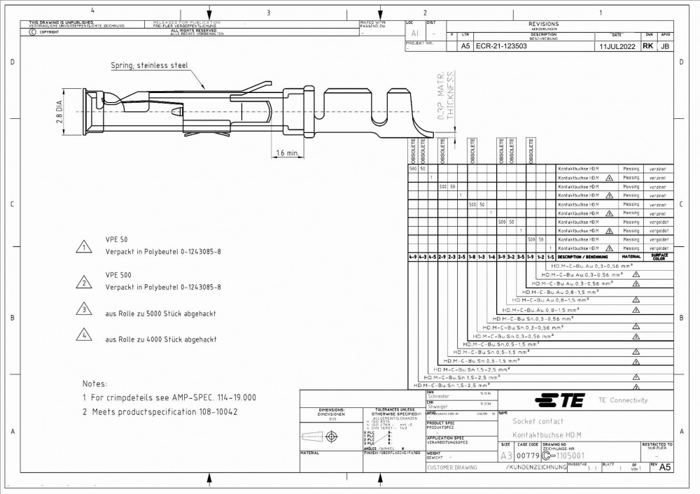 TE Connectivity 1-1105001-2 technical drawing preview