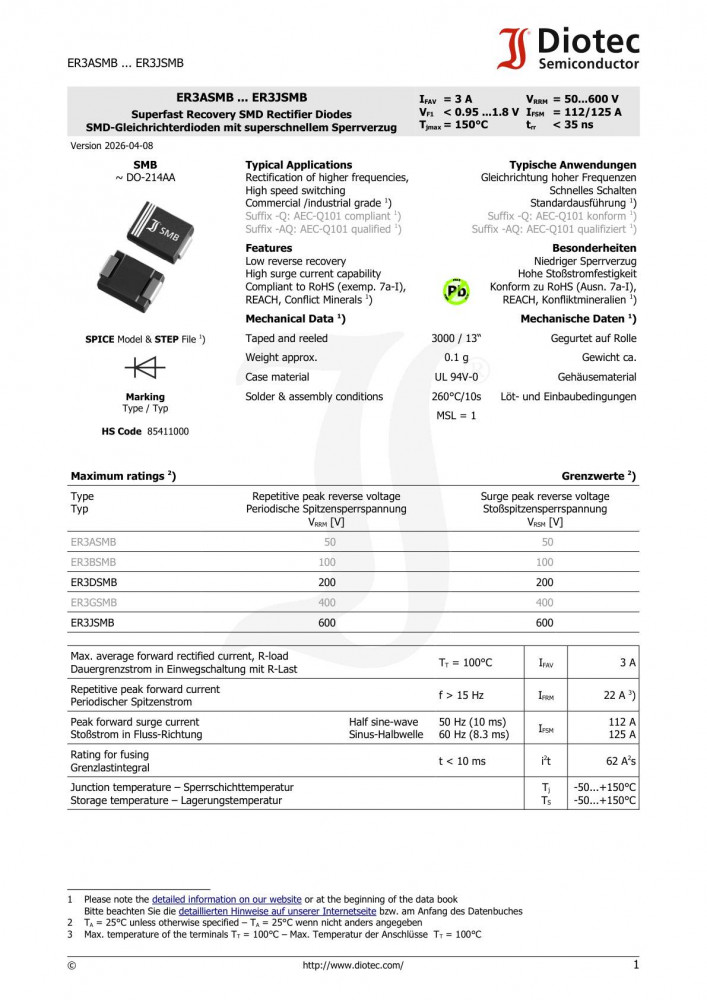 ER3DSMB datasheet page 1