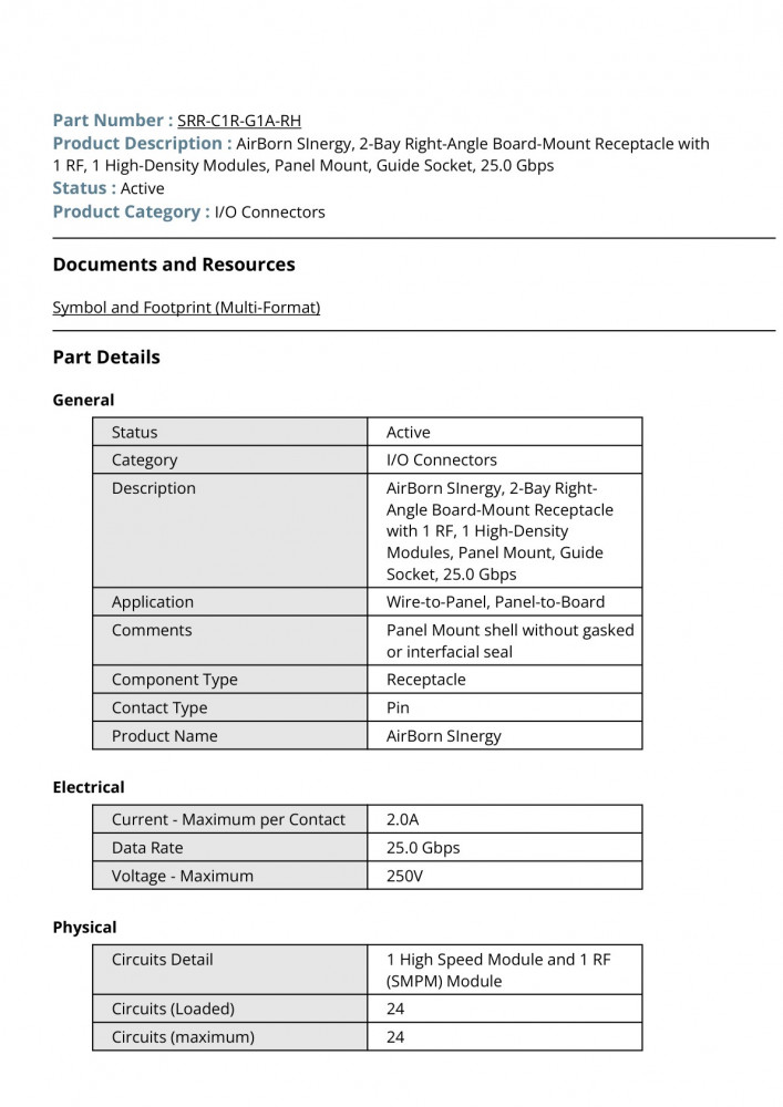 SRR-C1R-G1A-RH technical document image, page 1