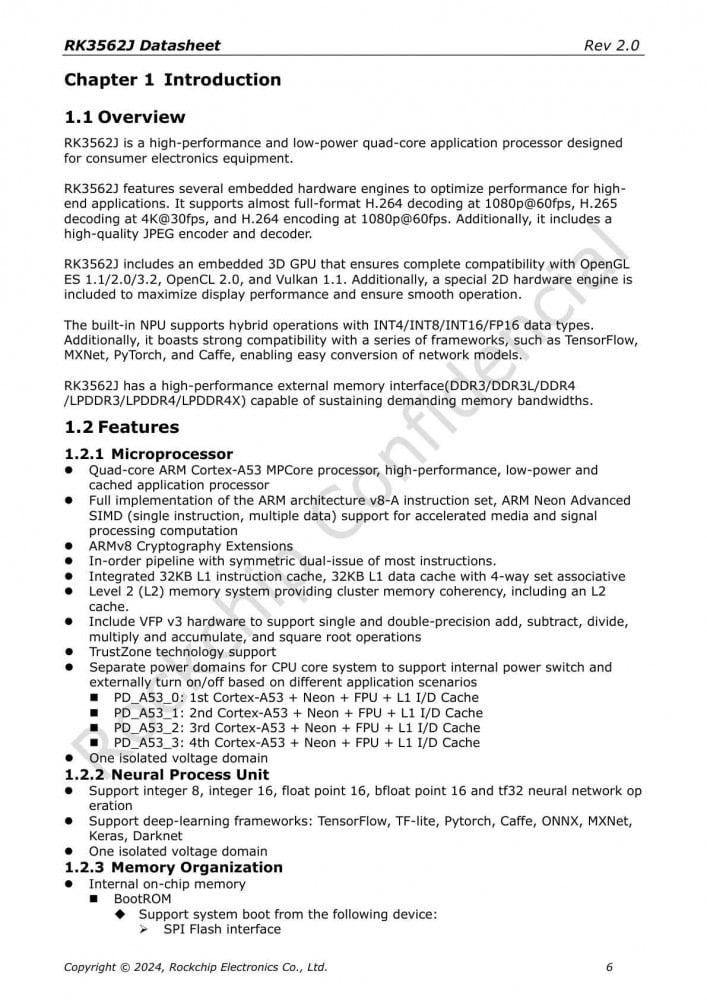 RK3562J datasheet page 6