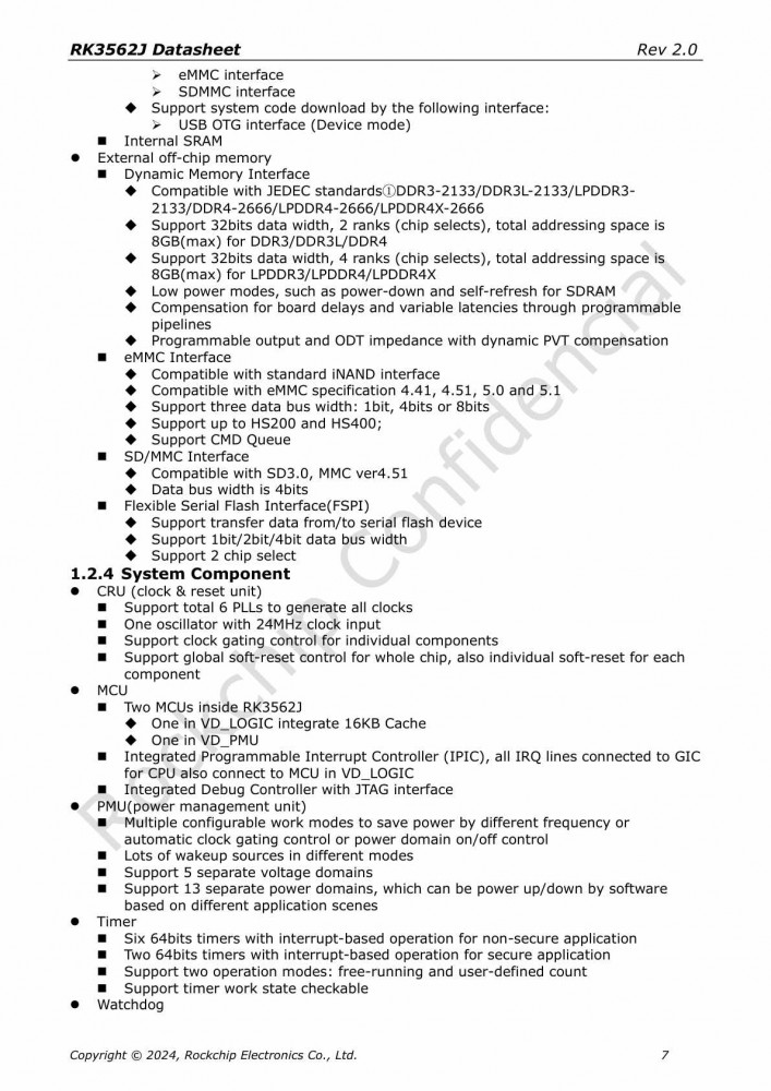 RK3562J datasheet page 7