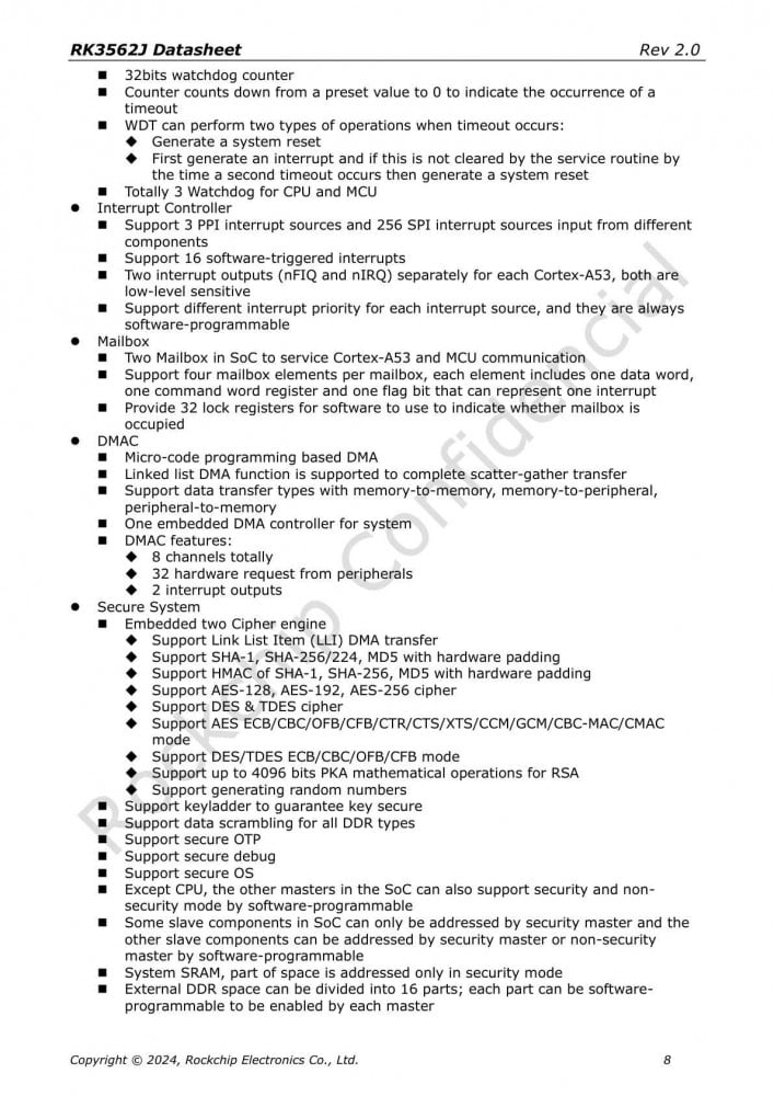 RK3562J datasheet page 8