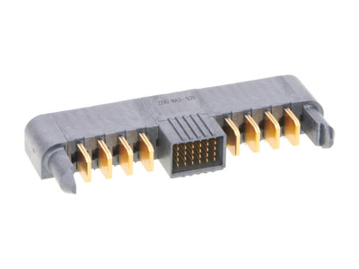 Mini-Fit BMI Header, Dual Row, Right-Angle, 14 Circuits, for 6.35mm PCB Thickness, Gold (Au) Plating, with Retention Clip