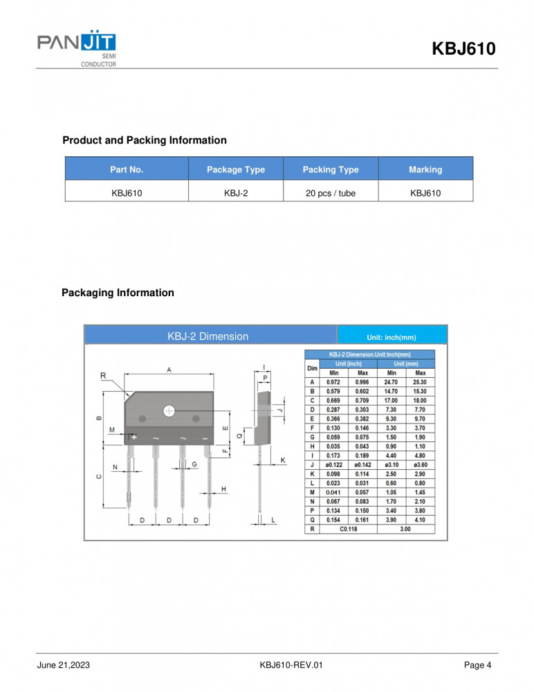 KBJ610 technical document page 4