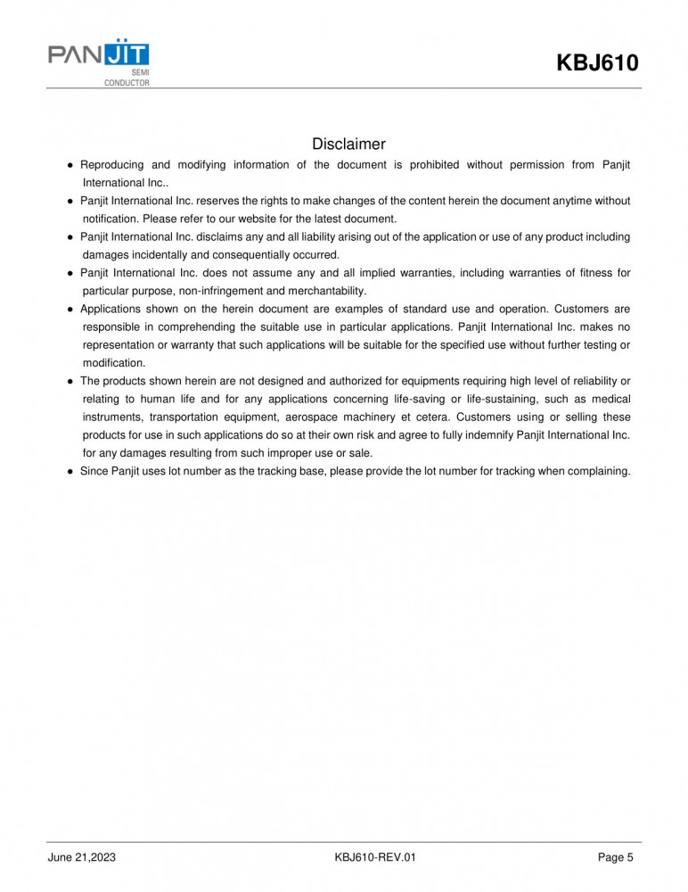 KBJ610 technical document page 5