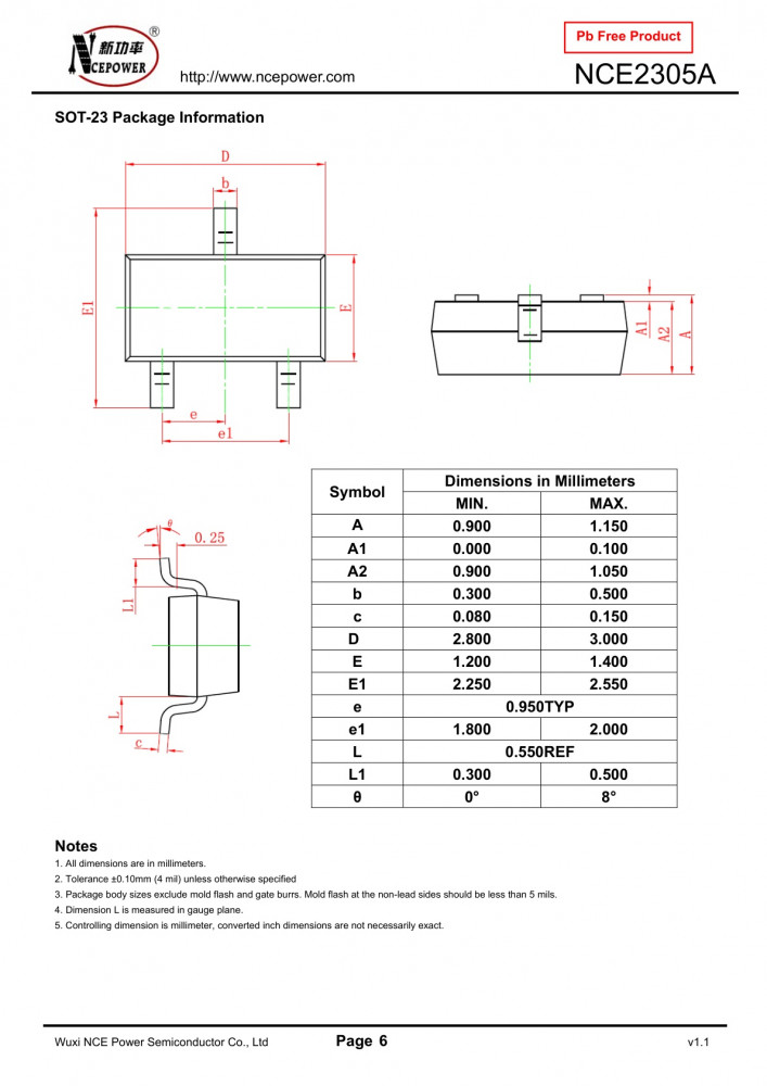 NCE2305A datasheet page 6