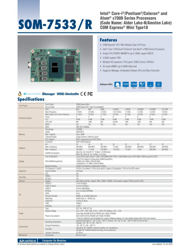 SOM-7533 technical documentation page 1