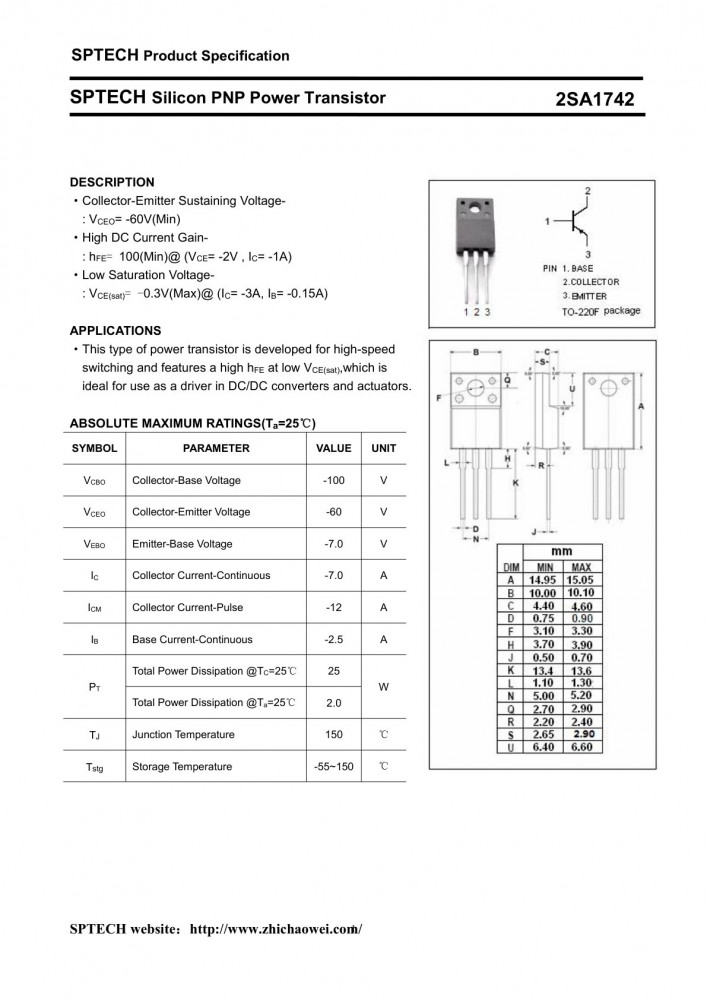 2SA1742 datasheet page 1