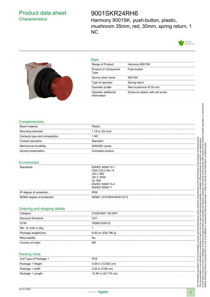 9001SKR24RH6 technical document page 1