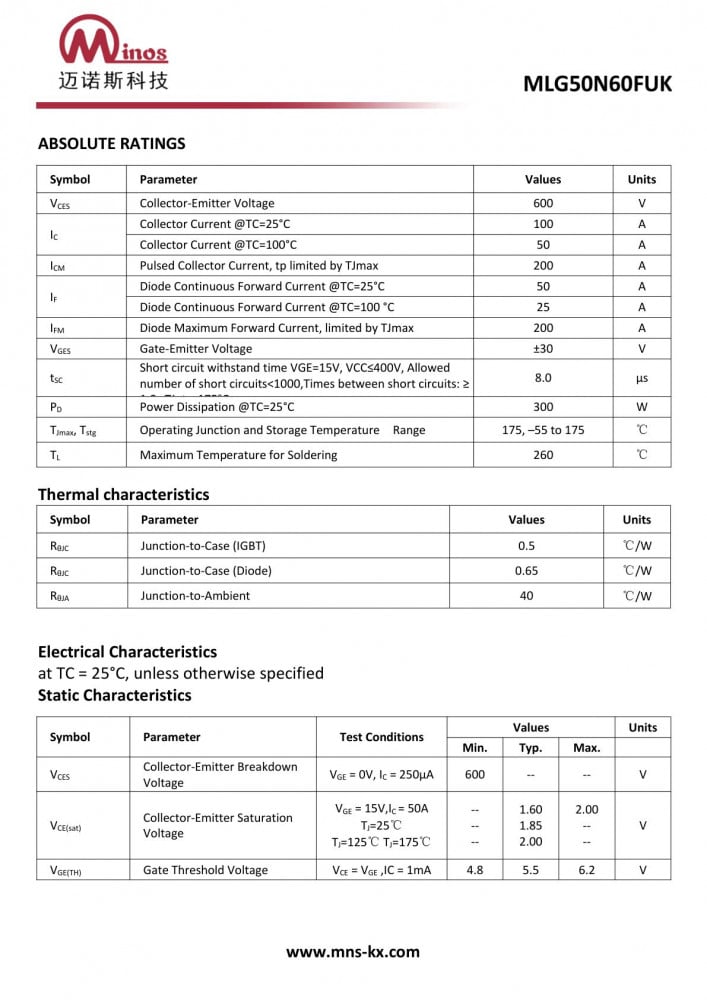 MLG50N60FUK datasheet page 2