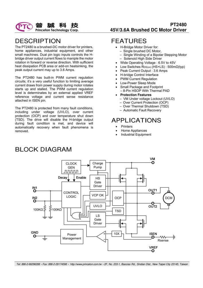 PT2480 datasheet page 1