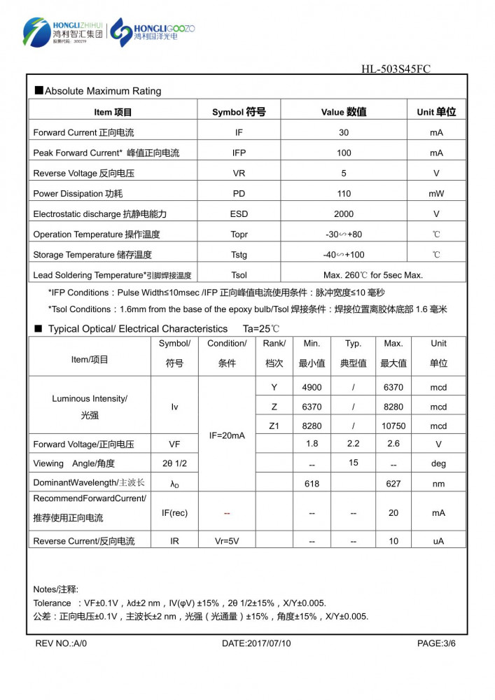 HL-503S45FC datasheet page 3