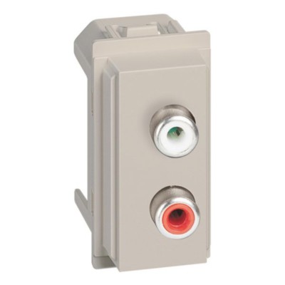 Light Now - Double RCA module - 1 module - Flush-mounted snap fastening - Halogen-free thermoplastic matt beige for sale