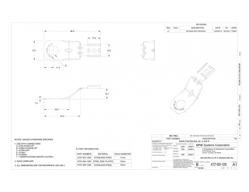 Amphenol AT27-005-1200 technical drawing preview