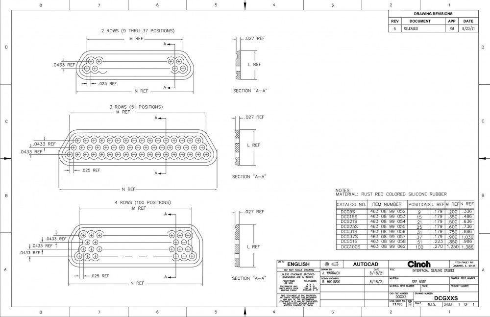 CINCH DCG37S technical drawing preview