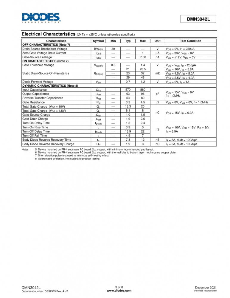 DMN3042L-7 datasheet page 3