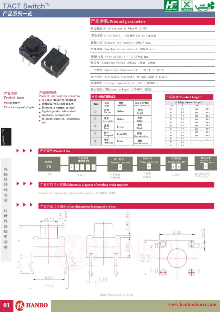 TS-KG10G-BB45F product specification page 1