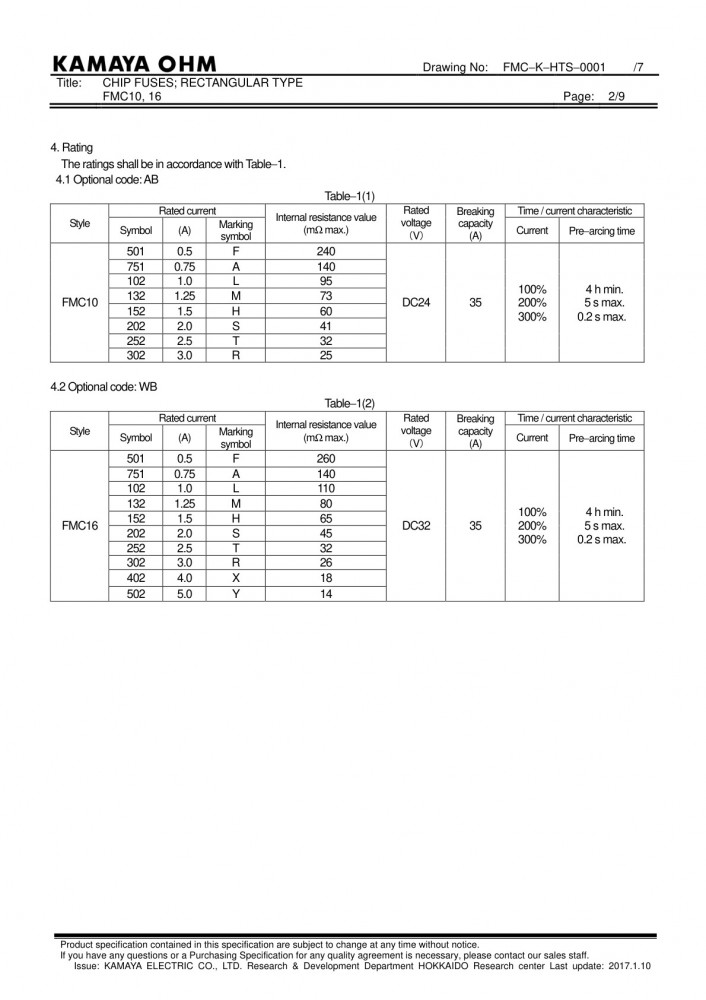 KAMAYA FMC specification page 3