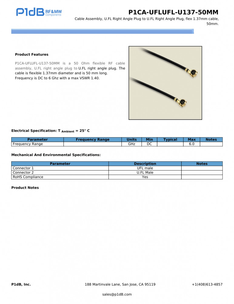 P1CA-UFLUFL-U137-50MM product document image