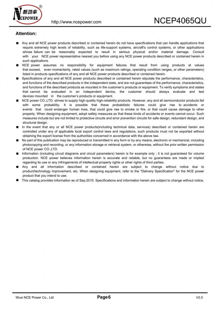 NCEP4065QU datasheet page 6