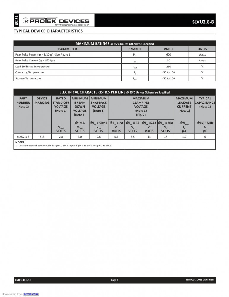 SLVU2.8-8-LF-T7 datasheet page 2