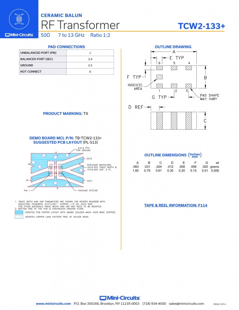 TCW2-133+ datasheet page 3