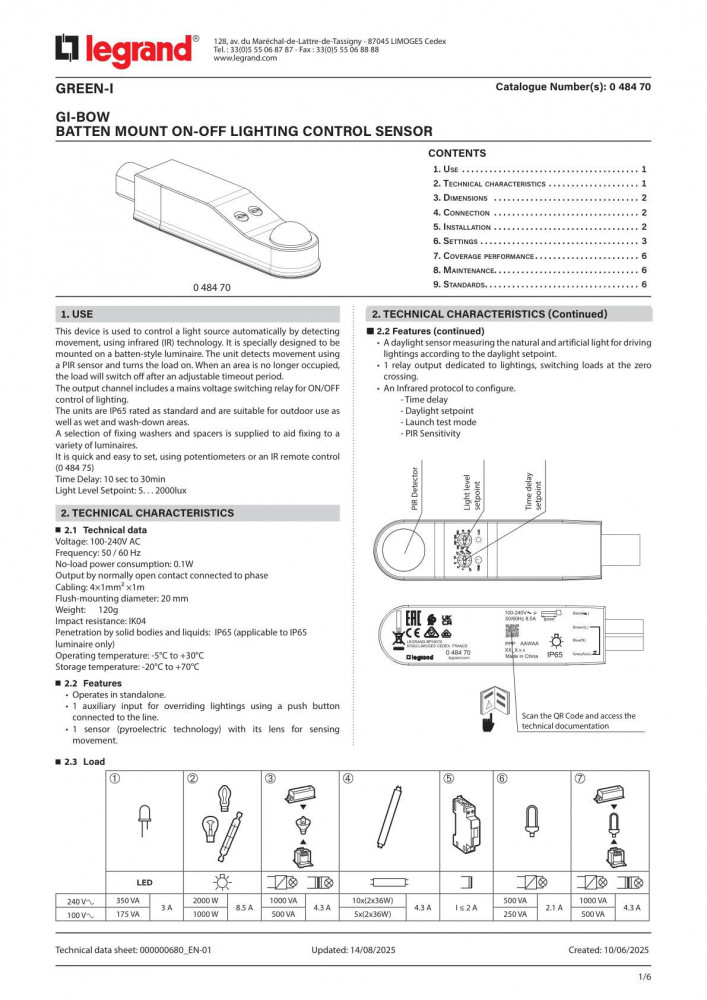 Legrand 048470 technical document page 1