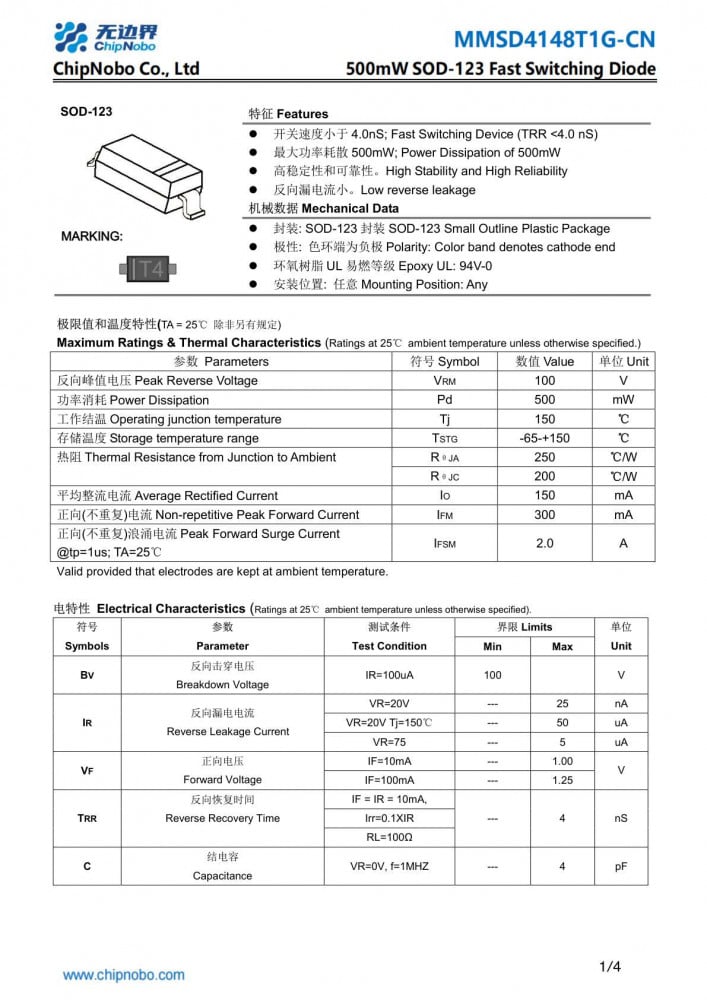 MMSD4148T1G-CN datasheet page 1