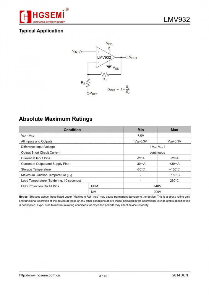 LMV932M/TR datasheet page 3