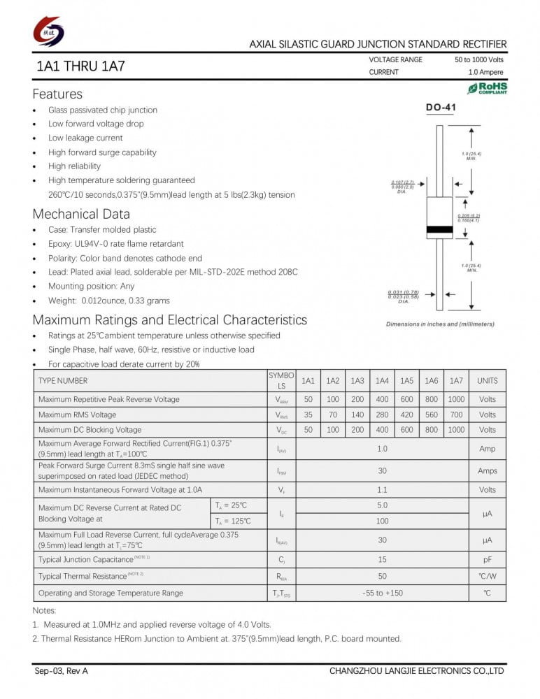 LangJie 1A7 datasheet page 1