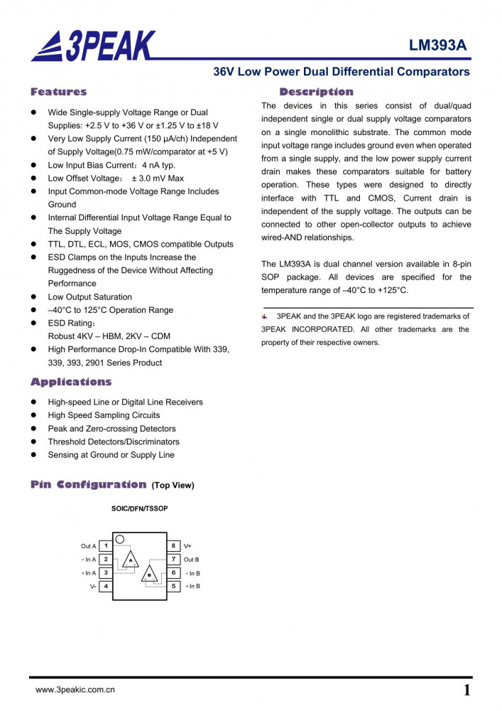LM393A-SR datasheet page 1