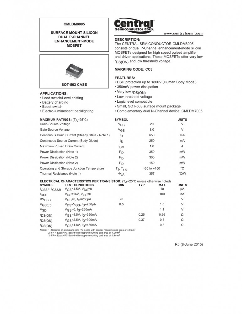 CMLDM8005 datasheet page 1