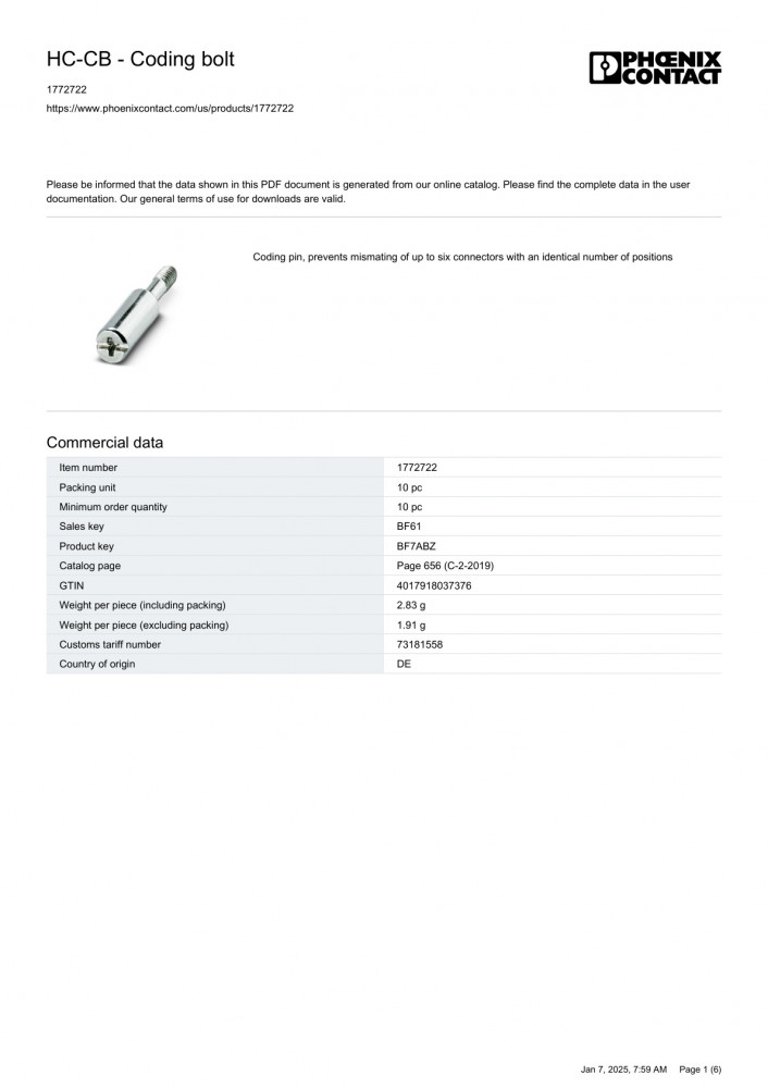 Phoenix Contact 1772722 product documentation page 1