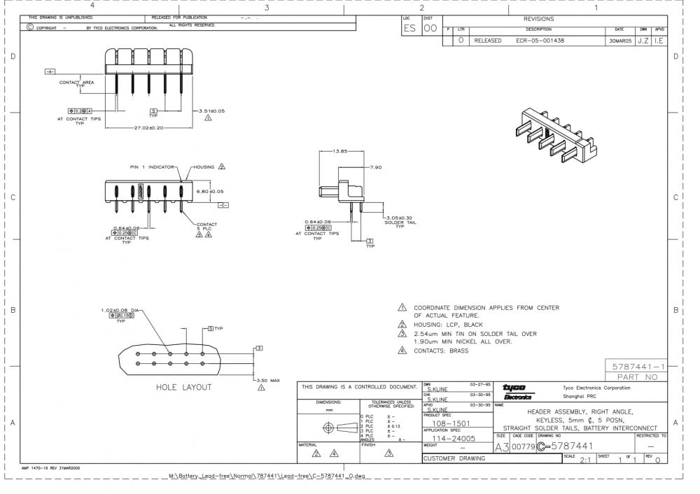 TE Connectivity 5787441-1 technical drawing